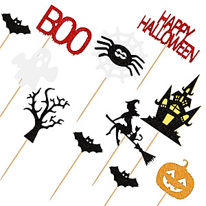 33 pcs Halloween Cake Topper Cupcake topper Haunted House Cake Topper Halloween Cake Decoration Ghost Cake Decoration Pumpkin Cupcake Decoration for Wizard Party Ghost Party Spider Party (33 pcs)