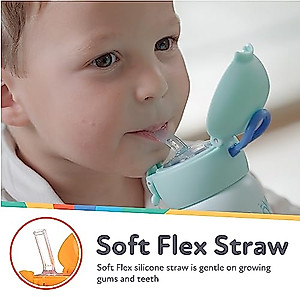 Nuby Thirsty Kids No Spill Flip-It Active Stainless Steel Travel Cup, 14 Oz, Ice Cream