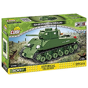 COBI Historical Collection M4A1 Sherman Tank, Green, for 7+ years,300 pcs