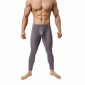 IYUNYI Mens Thin Ice Silk Compression Baselayer Thermal Long Johns Underwear Gray