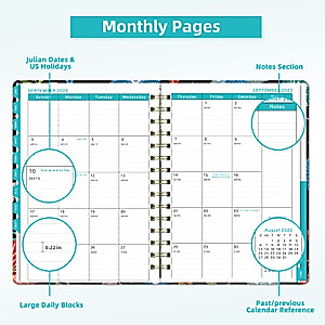 Ymumuda 2023 Planner, Weekly Monthly Planner 2023, 12-Month School Planner from JUL.2023 to JUN.2024, 8.4" X 6", Spiral Planner Notebook with Stickers, Elastic Closure, Inner Pocket, Coated Tabs, Floral