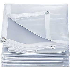 Tubtoken Clear PVC Tarpaulins 8 x 10 FT,20 Mil Heavy Duty Waterproof Wind-Proof Transparent Vinyl Tarp for Patio Pergola Garden Canopy Rainproof Anti-Tear PVC Thick Cover with Grommets(8 x 10 FT)