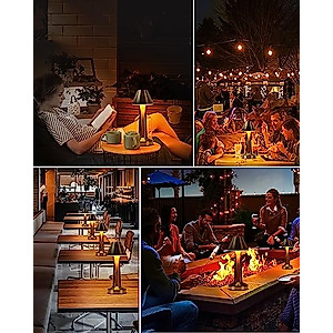 Cluelyhoo Cordless Table Lamps,Rechargeable Battery Operated Led Desk Lamp,3-Level Brightness Portable Table Lamp,for Bedroom/Couple Dinner/Desk/Cafe/Dining Room/Terrace(Gold)