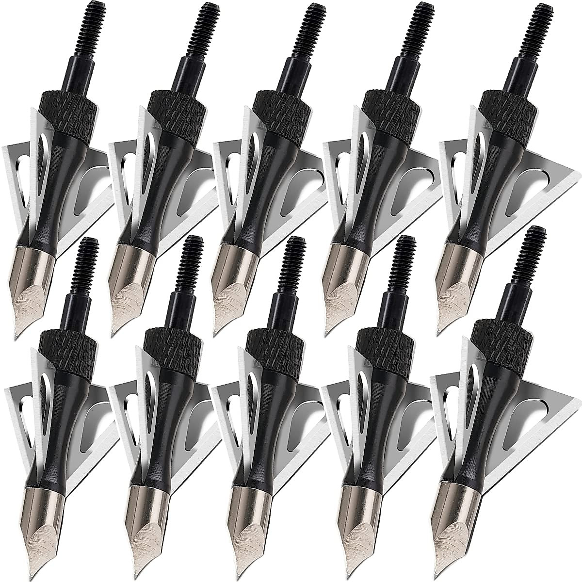 Archery Bowhunting Broadheads, Sinbadteck 12PK 3-Blade Hunting Broadheads 100 Grain Arrow Broadheads for Compound Bow Arrows and Traditional Bow Bowhunting, Pack of 12PCS (Black)