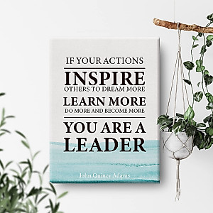 Inspirational Wall Art John Quincy Adams Quote If Your Actions Inspire Others to Dream More Learn More Canvas Painting Prints for Home Office Wall Decor Framed Artwork Gifts(12x15 Inch)