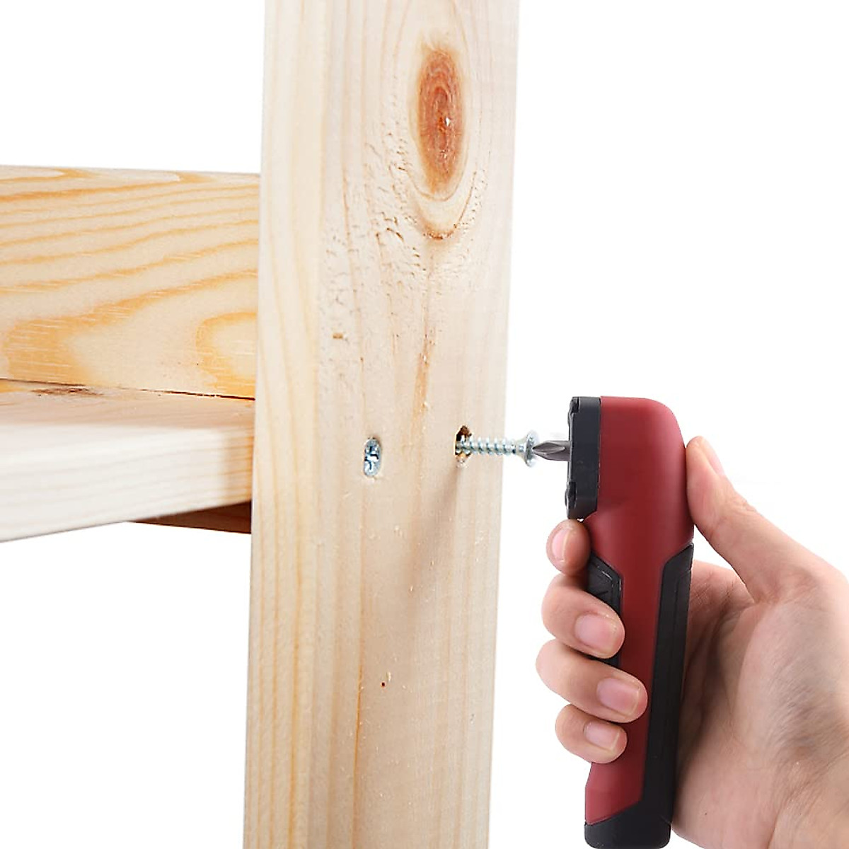 MJFUNTXY Right Angle Drill Attachment,90 Degree Drill Adapter Electric Screwdriver Repair Tool Right Angle Attachment Extension Screwdriver Socket Holder Drill Bit Corner Adapter (red)