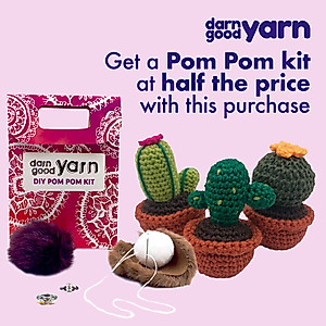 Darn Good Yarn - Crochet kit for Beginners to Intermediate | Cactus DIY Crochet Amigurumi - Crochet Kit Include Pattern, Yarn, Crochet Hook, Stuffing and Knitting Needles