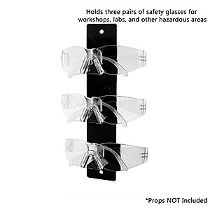 Marketing Holders Glasses Holder Holds 3 Pair Wall Mount with Hanging Hardware Black Acrylic Retail Locations Space Saver Organizer Storage Warehouses Eyeglasses Sunglasses Spectacles Bifocals