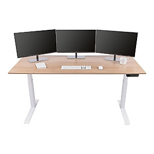 Stand Up Desk Store Electric Adjustable Height Standing Desk with Programmable Memory (White Frame/Natural Walnut Top, 72" Wide)