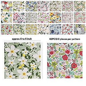 Charm Packs Fabric for Quilting 42Pcs 5'' Precut Fabric Quilt Squares Cotton Fabric Bundles for Sewing Floral Printed Quilt Squares Fabric …