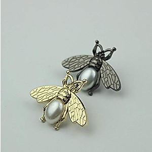 Quluxe 10 Pcs Metal Bee Buttons, Bee Embellishments Flatback Pearl Buttons Embellishment for Sewing DIY Crafts ＆ Garment Hardware Decoration- Gold