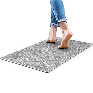 HiTik Kitchen Mats Rug Anti Fatigue(43.5X76cmX10mm),Ergonomic Cushioned Floor Rug Standing Mat Area Thick PVC Waterproof, Non-Slip, Oil Resistant Floor Mats for Kitchen, Office