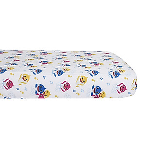 Expressions 3 Piece Toddler Bedding Set Baby Shark Standard Crib Bedding Set, Includes Soft Microfiber Reversible Comforter, Fitted Sheet, Pillowcase for Kids (Official Baby Shark Product)