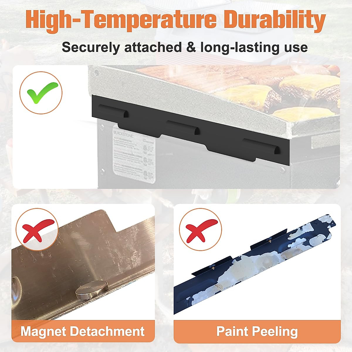 Koutemie Wind Guard for Blackstone 28" Griddle Accessories with Magnetic Grill Heat Shield, Heavy Duty Steel Wind Screens Compatible with Rear Grease Cup, Hood and Side Shelf, Black