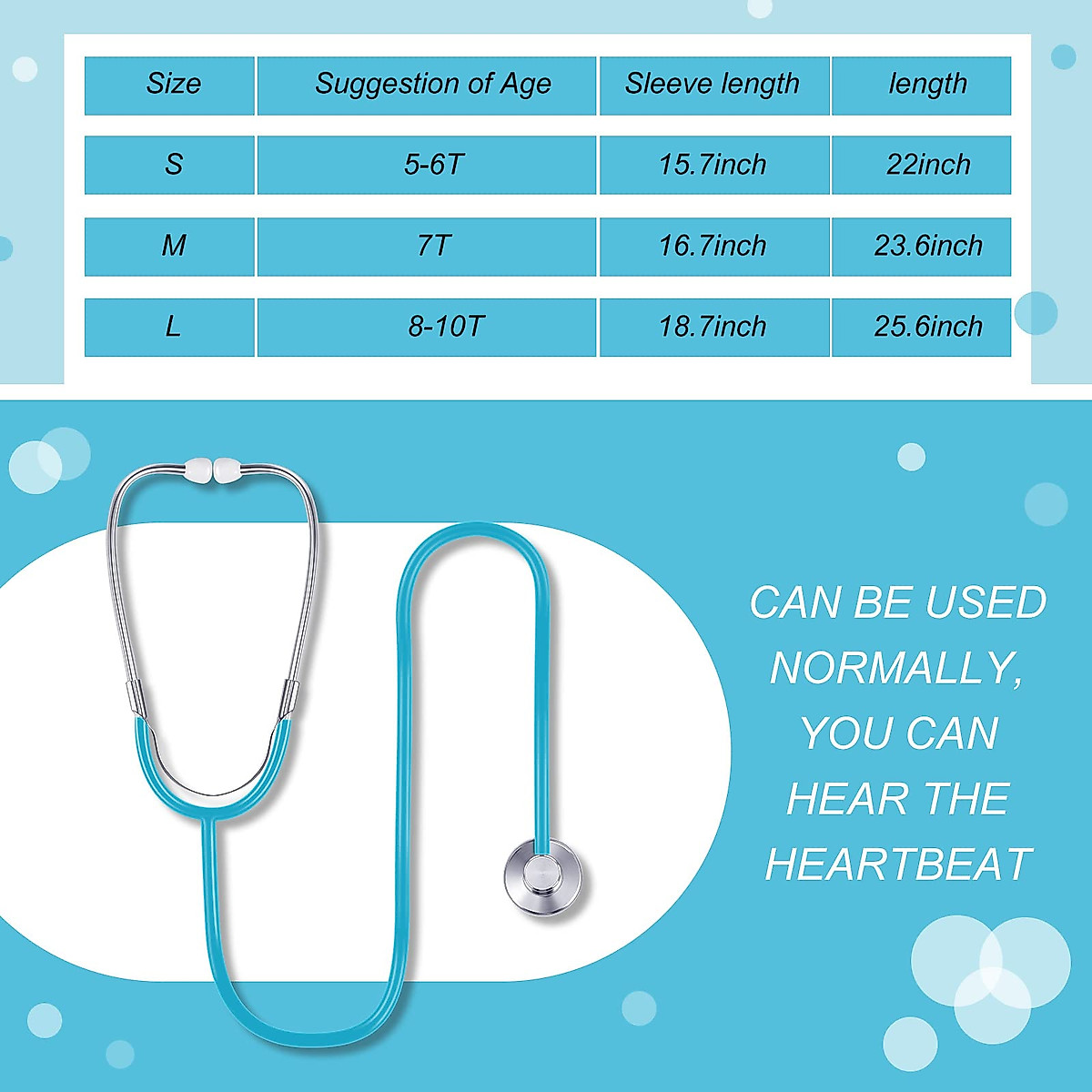 Boyiee 3 Pcs Doctor Costume for Kids Toddler Doctor Lab Coat Halloween Dress Up Doctor Pretend Play Set Stethoscope for Girls Boys(7T)