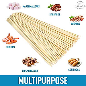 Zulay Kitchen Authentic Bamboo Marshmallow Smores Sticks - 40 Extra Long 30" Roasting Sticks - 5mm Heavy-Duty Bamboo Skewers - Thick Smore Sticks - Ideal for Grilling - Marshmallow Sticks Camping