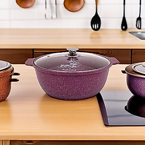 Cooking Pot Aluminum Dutch Oven Pot with Glass Lid 135.26 oz. (4 L) (mystery) Cookware Kitchen Pot