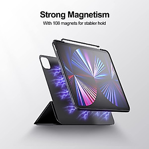 Case for iPad Pro 11 Inches 2021/2020/2018 3rd 2nd 1st Gen with Pencil Holder, 2-in-1 Detachable Smart Folio for iPad Pro 11 with Clear Back Cover, Adjustable with Powerful Magnets