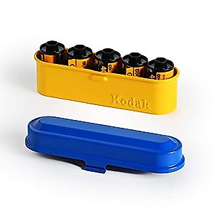 KODAK Film Case - for 5 Rolls of 35mm Films - Compact, Retro Steel Case to Sort and Safeguard Film Rolls (Blue) (Film is not Included)