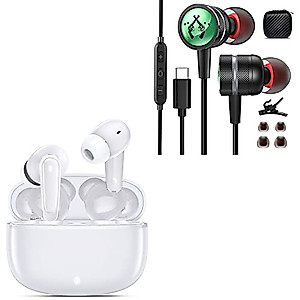 AKUBSKU Wireless Earbuds & USB C Headphones for Google Pixel 7 Pro 6 6A Noise Cancelling Ear Buds for Samsung Galaxy S23 Ultra S22 OnePlus 11 10T