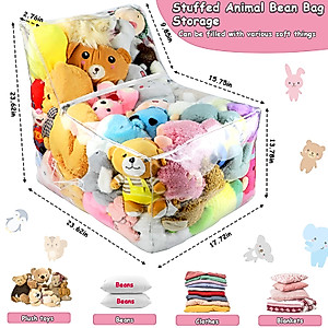 Clear Stuffed Animal Storage, Large Stuffed Animal Bean Bag Chair Cover for Kids, Waterproof PVC Plush Toys Storage Creative Stuffable Zipper Bean Bag for Organizing Bedroom & Nursery