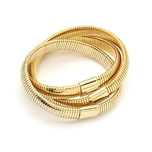 Marshal Metal Fashion Bracelet Omega Stretch Triple Cobra Bracelet (10mm x3) (Gold)