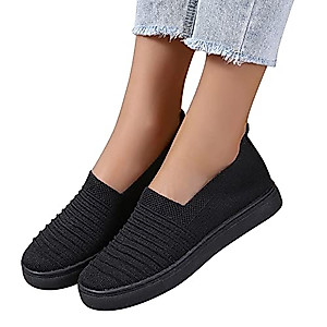 Leewos Women Work Tennis Shoes Fashion Sneakers Lightweight Soft Cushion Safety Shoes Summer Dressy Sneakers Running Shoes Black
