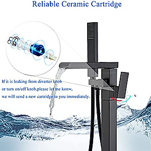 Senlesen Black Floor Mounted Single Handle Bathroom Tub Filler Faucet Free Standing Bathtub Mixer Tap