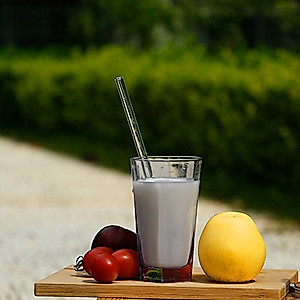 Glass Straws Drinking 9 in x 10mm 2 Bent & 2 Straight Smoothie Reusable Straw 4 Pack with Cleaning Brush