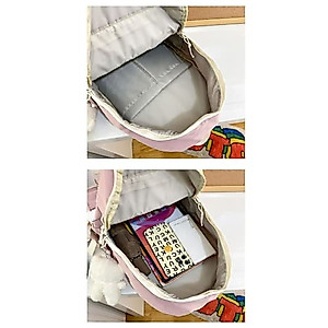 Aoakva Indie Backpack School Japanese Asthetic Backpack INS Travel Bag Large Capacity Kawaii Backpack Prime with Free Plush Bear Pendant (white)