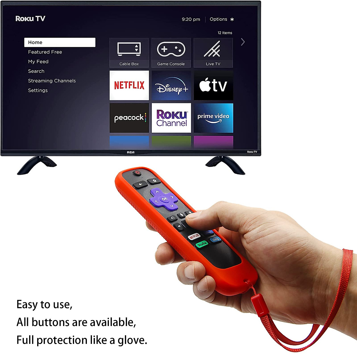 Pinowu [3 Pack] Remote Case/Battery Cover for TCL Roku Smart TV Steaming Stick Remote, Silicone Protective Case Universal Sleeve Skin (Glow in The Dark) with Wrist Strap (Green Glow & Blue & Red)