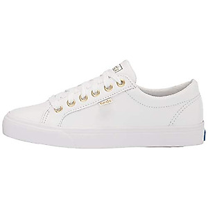 Keds womens Jump Kick Leather Sneaker, White/Gold, 6.5 US