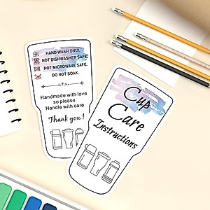 KIUKIUO 240 PCS Tumbler Care Instructions Cards Packaging Customer Direction Card for Tumbler, Cup, Mug Small Business Online Shop Owner 3.5 x 2 Inch (cup shape)