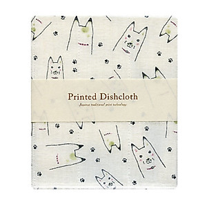 Nawrap Set of 3 Printed Dishcloths, Made in Japan, 6 Ply, Soft, Durable, and Absorbent, 13.5 x 16 in - Animal Design