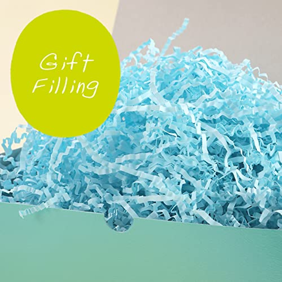 Green Bean 0.5 LB Crinkle Cut Paper Shred Filler, Baby Blue Shredded Paper for Gift Baskets Filling, Crinkle Paper for Gift Wrapping