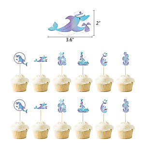 Dolphin Party Decoration Birthday Party Decoration Blue Party Decoration Ocean Party Decoration Include Balloons, Spiral Charms, Paper Fans, Cupcake Toppers, Happy Birthday Banner