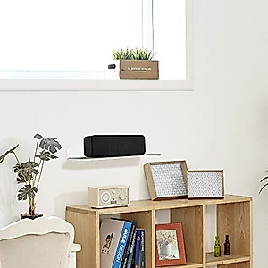 2 Pcs 10" Acrylic Wall Shelf Speaker Stand with Rubbery Surface, Solid Nursery Kids Wall Bookshelf, Invisible Spice Rack, Display Floating Corner Shelf with Cable Clips for Speaker, Webcam, Switch