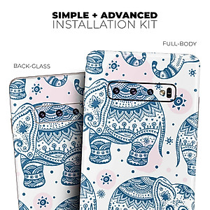 DesignSkinz Ethnic Navy Seamless Aztec Elephant Protective Vinyl Decal Wrap Skin Cover Compatible with The Samsung Galaxy S20 (Screen Trim & Back Glass Skin)