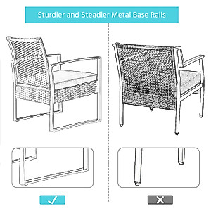 Yaheetech 3-Piece Patio Furniture Set, Rattan Wicker Outdoor Chairs Set of 2 w/Coffee Table - PE Rattan Chair Balcony Conversation Set for Yard/Bistro/Garden/House/Porch, Black/Khaki