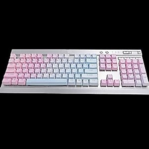 104 Keys PBT Double Shot Backlit Keycaps Translucent Keyset OEM Profile for Corsair Gaming Mechanical Keyboard K95 Platinum K70 MK.2 K65 K66 K68 RGB Strafe (Blue Pink Gradient)
