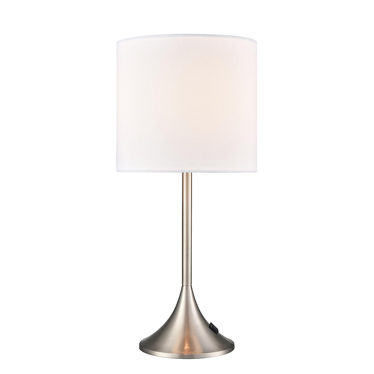 Tower Table Lamp with 120V 60W Outlet, Side Table Lamp for Living Room Guest Room, and Lighting Fixture Dining Room- Silver- E26-19 H