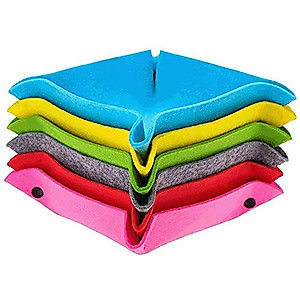 OliviaLiving Felt Valet Tray, Fold Felt Desktop Storage Basket Makeup Organizing Basket for Home Office Writing Desk Lovely Caddy Containers (Multi-Color,6-Pack)