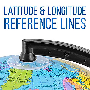 TCP Global 6" Blue Ocean World Globe with Black Base - Compact Mini Political Globe, Vertical Axis Rotation - Fun, Educational, Learn Earth Geography - School, Home Office, Shelf Desktop Display