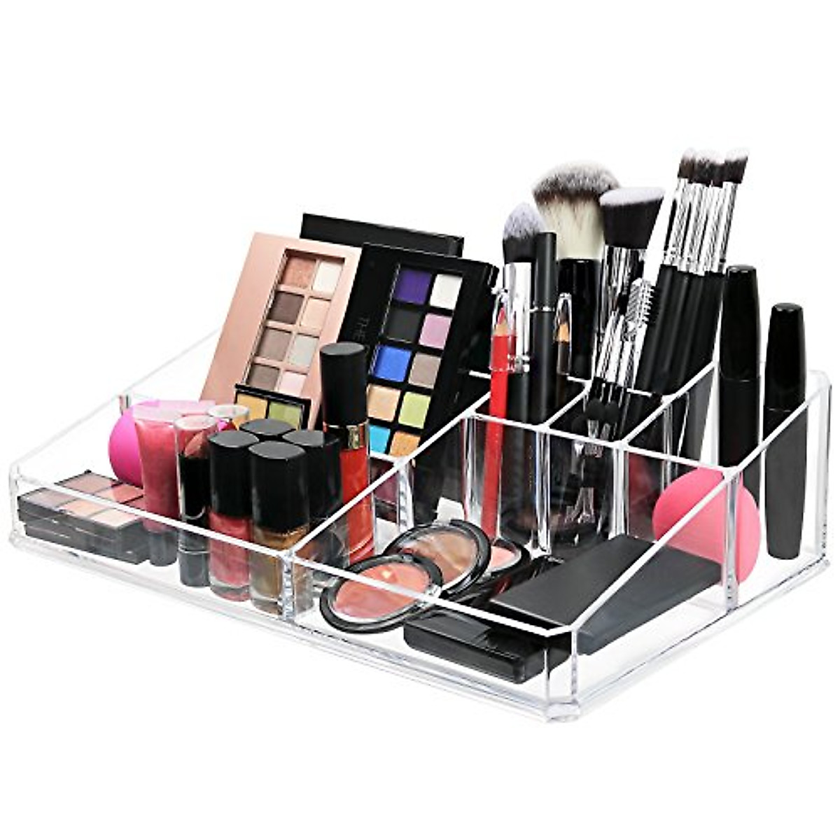 Greenco Multipurpose Acrylic 9 Compartment Vanity Holder Cosmetic and Jewelry Storage Organizer