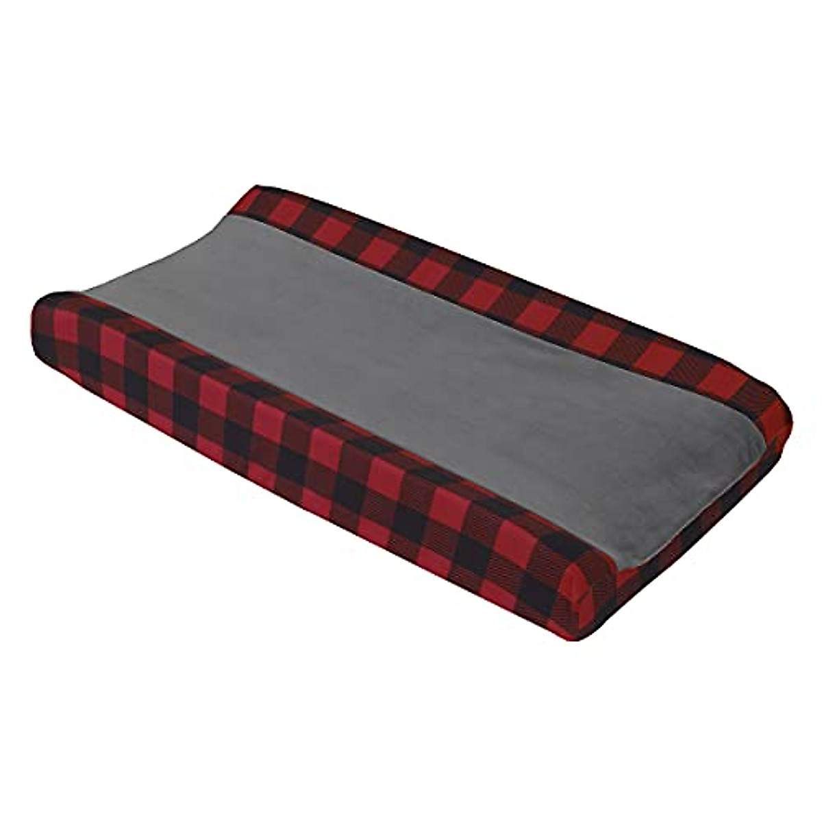 Little Love by NoJo Little Man Cave Red, Black and Grey Buffalo Check Super Soft Contoured Changing Pad Cover