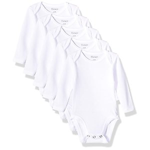 Hanes Baby Long Sleeve, Ultimate Flexy Bodysuits Boys & Girls, 5-Pack, Diamond White, 12-18 Months