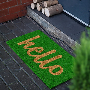 Calloway Mills 100262436GNS Hello Doormat Green/Natural Script, 24" x 36"