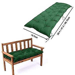 Outdoor/Indoor Waterproof Bench Cushion,Non-Slip Bench Pads with Ties Swing Chair Tatami Cushion,Bench Cushions for Patio Backyard Porch Garden Wicker Loveseat Furniture (39.4*19.7inch, dark green)