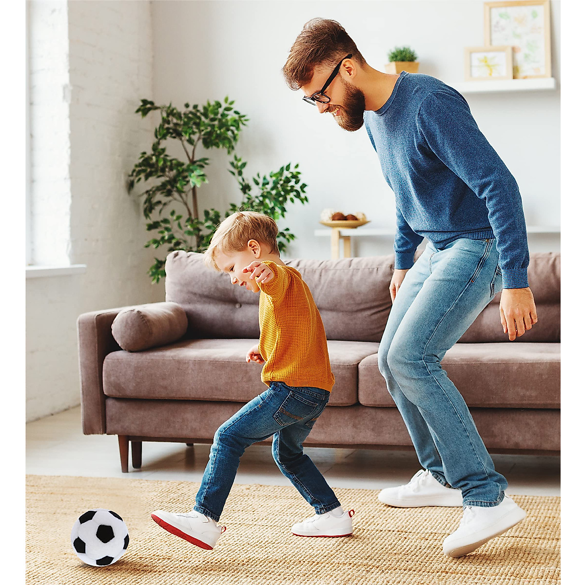 DolliBu Sport Plush Ball - Small Stuffed Sports Balls for Kids, Cute Squishy Soft Ball Toys for Throwing, Playing Catch, Playtime Plush Balls for Bedroom Decor - 3 Inch Soccer Ball