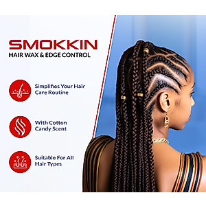 INNOVATION SMOKKIN Strong Hold Hair Wax for Edge Control, Braiding & Twists, Versatile Styling for Diverse Hair Types (Cotton Candy 5.09 Fl oz)